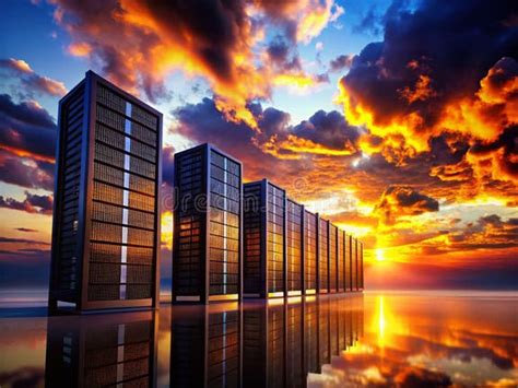 Dramatic Server Silhouette Against A Dynamic Cloud Computing Background