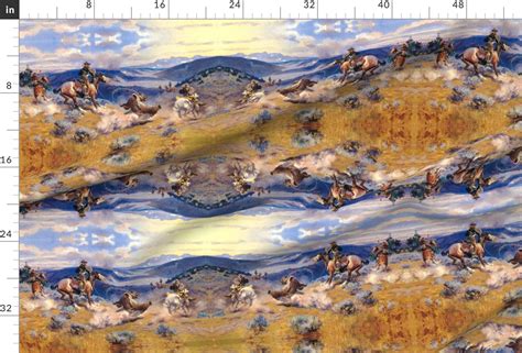 Charles M Russells Loops And Swift Fabric Spoonflower
