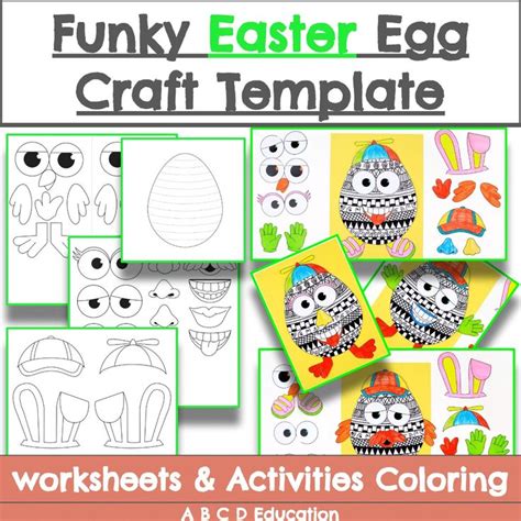 Funky Easter Egg Craft Template Worksheets Activities Coloring