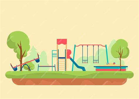 Estilo Plano De Parque Infantil Conjunto De Elementos De Diseño Para
