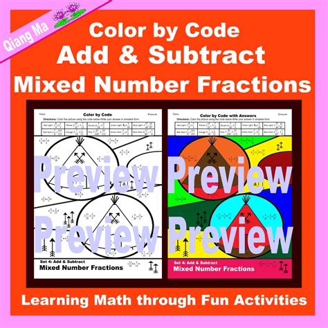 Thanksgiving Color By Code Add And Subtract Mixed Number Fractions Made By Teachers
