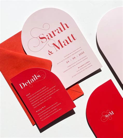 Shape Shift Range Red And Pink Wedding Invitations Arch And Half Arch Invites Arch Modern
