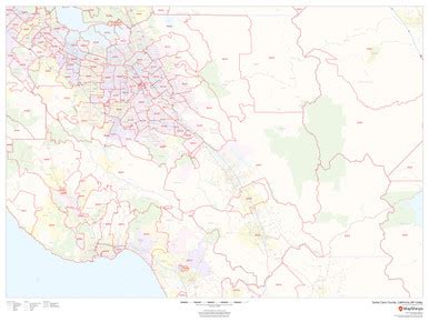 Santa Clara County California Zip Codes Wall Map