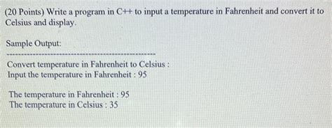 solved 20 points write a program in c to input a