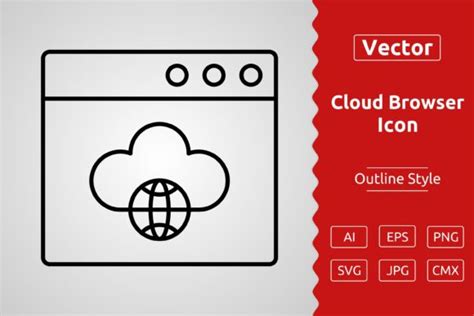 Vector Cloud Browser Outline Icon Graphic By Muhammad Atiq · Creative Fabrica
