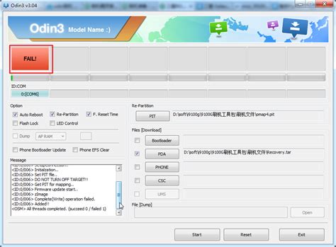 【未解决】用odin3 v3 04刷三星galaxy ii s（i9100g）出错：complete write operation