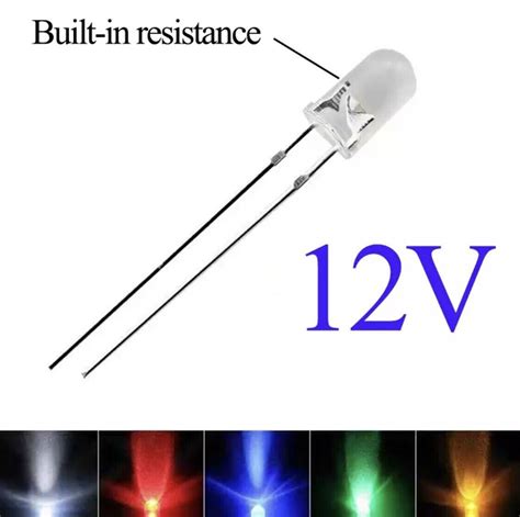 100pcs 5mm Red Leds 4 12 Vdc Light Emitting Diode Round Clear No Resis Sm Components
