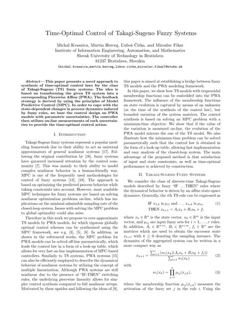 Pdf Time Optimal Control Of Takagi Sugeno Fuzzy Systems