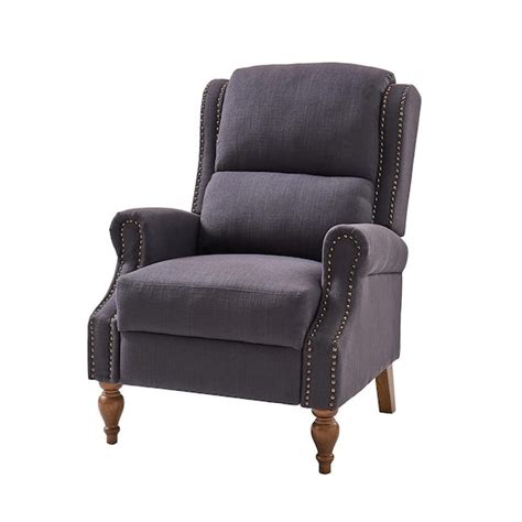Jayden Creation Sharon Charcoal Traditional Roll Arm Manual Recliner With Wingback For Living