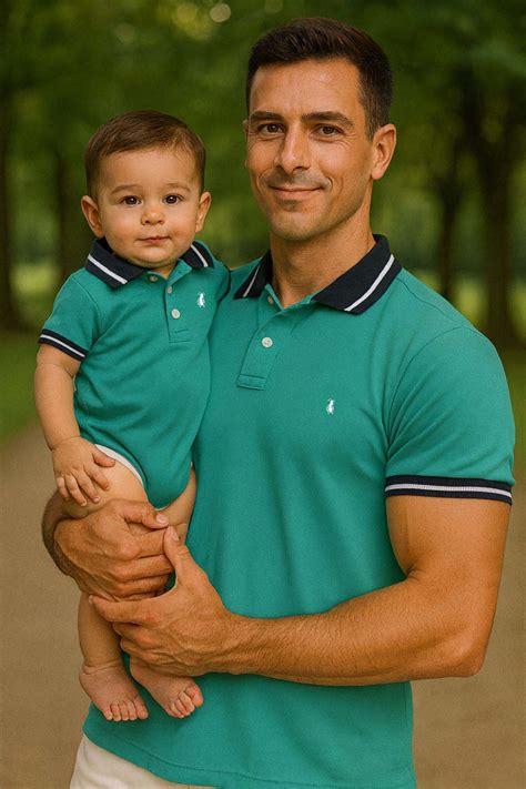 Pai E Filhos Kit 02 Peças Camisa Body Polo Unissex Verde Jade