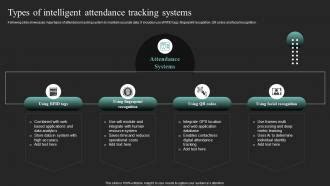 Types Of Intelligent Attendance Tracking Systems Iot In Education To Transform IoT SS PPT PowerPoint