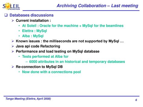 Archiving System News Tango Meeting Elettra April 2008 Ppt Download