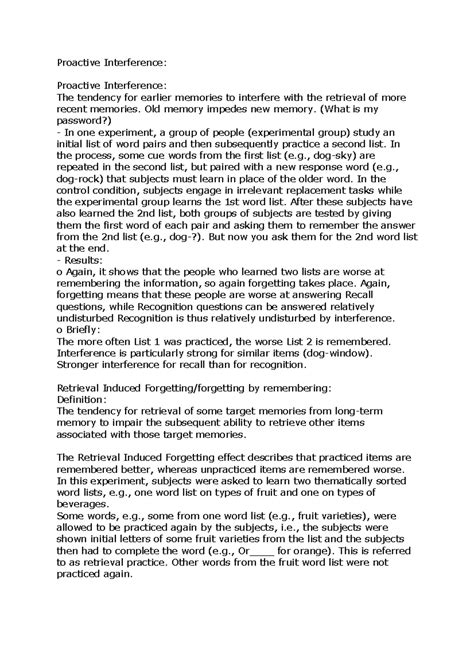 Proactive Interference Proactive Interference Proactive Interference The Tendency For