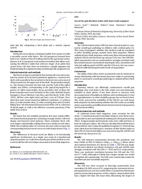 Pdf Use Of The Gait Deviation Index With Lower Limb Amputees