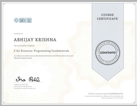 Abhijay Krishna Agarwal On Linkedin Coursera Completed Certificate Successfully Fundamentals