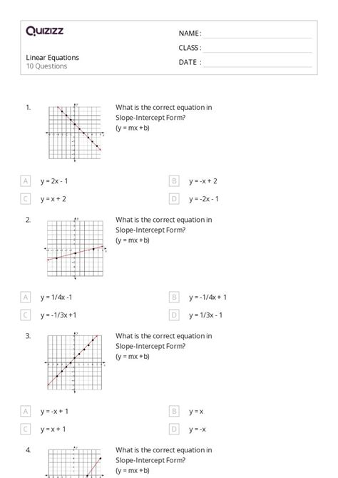 50 Linear Equations Worksheets For 8th Year On Quizizz Free And Printable