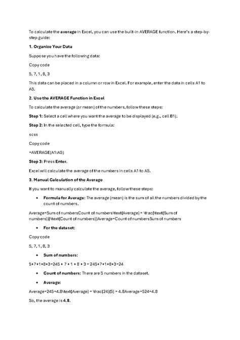 To Calculate The Average In Excel Heres A Step By Step Guide Organize Your Data Suppose You