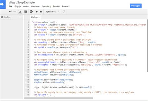 Google Apps Script SOAP Client Allegro WebAPI CWSI PL