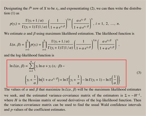 Estimation How To Solve A Negative Binomial Regression Cross Validated