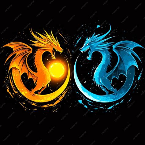 Fire And Ice Dragons Yin Yang Premium Ai Generated Image
