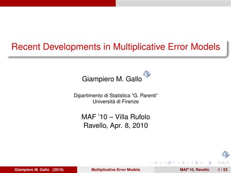 Pdf Recent Developments In Multiplicative Error Models