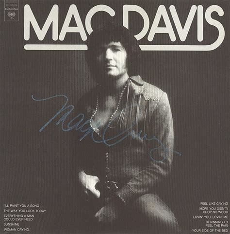 Autographed Mac Davis Vinyl Record Signed Music