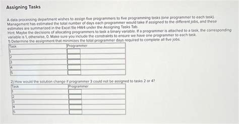 solved a data processing department wishes to assign five