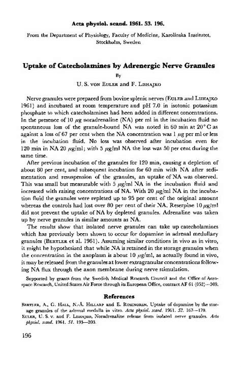 Pdf Uptake Of Catecholamines By Adrenergic Nerve Granules Dokumen Tips
