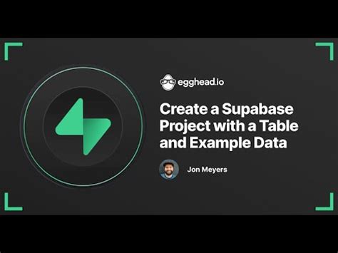 Create A Supabase Project With A Table And Example Data Youtube