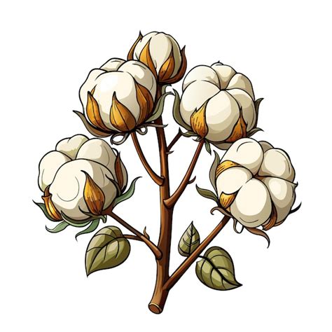 Premium Vector Cotton Herb Flower Cartoon Style On White Background