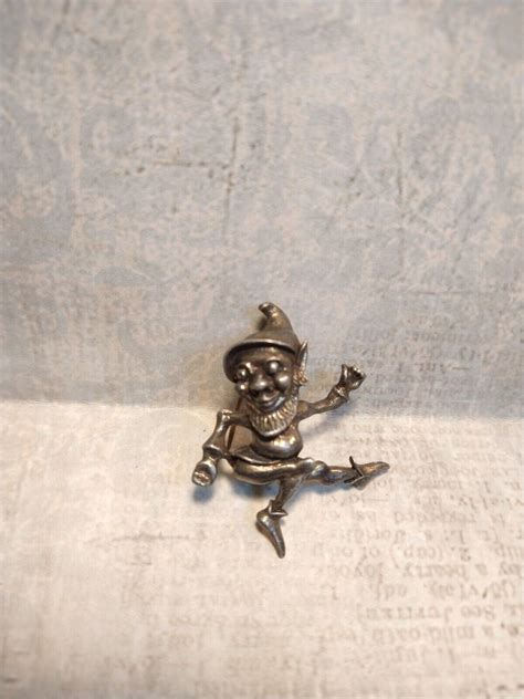 Vintage Pewter Figural Pixie Sprite Elf Leperacon Bro Gem