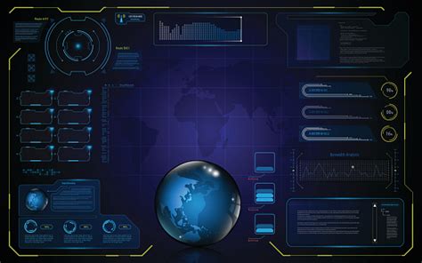 추상 적 Hud Ui 인터페이스 글로벌 데이터 액세스 혁신 기술 개념 2차 도형에 대한 스톡 벡터 아트 및 기타 이미지 2차