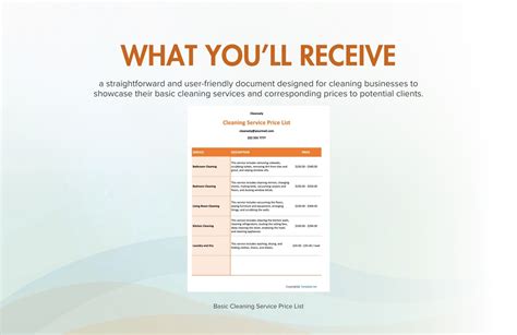 Basic Cleaning Service Price List Template In Excel Google Sheets Apple Numbers Word Google