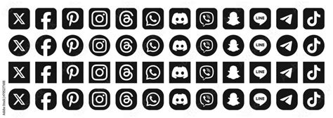 Social Media Icons Button Social Media Logo Facebook Instagram X
