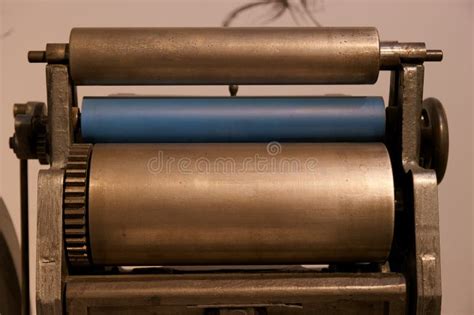 Roller Cylinder Printing Machine 20th Century Old Techniqu Stock