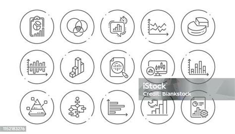 차트 및 그래프 라인 아이콘입니다 인포 차트 블록 다이어그램 및 알고리즘 선형 아이콘 집합입니다 벡터 0명에 대한 스톡 벡터