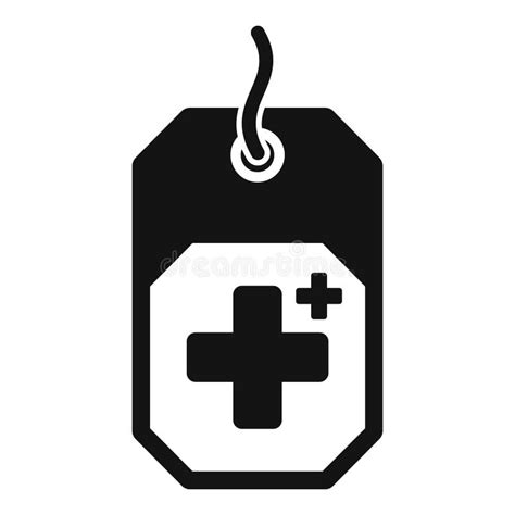 Black Medical Tag Icon Showing A Plus Sign Stock Illustration