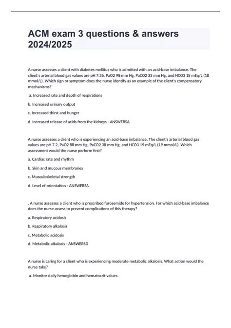 ACM Exam 3 Questions Answers 2024 2025 ACM Stuvia US