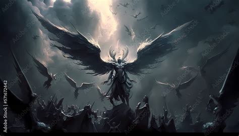 ภาพประกอบสต็อก Fallen Angels Ai Generated Art Generative Ai ภาพ