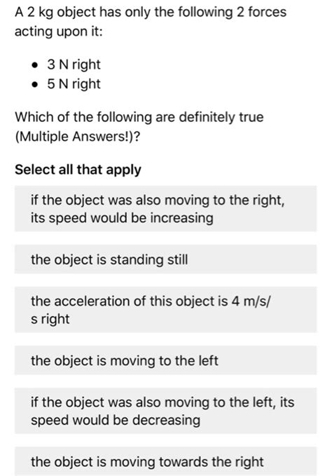 Solved 7 What Is The Net Force On An Object If The
