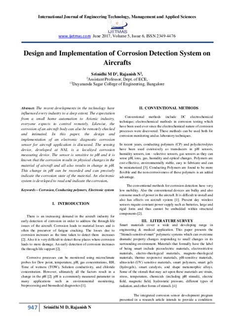 Pdf Design And Implementation Of Corrosion Detection System On Aircrafts