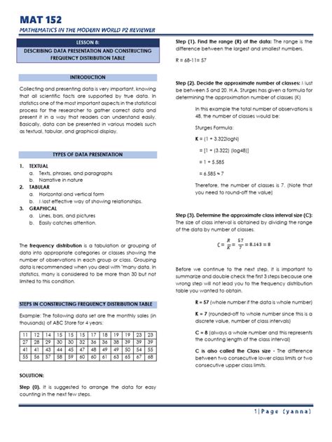 Mat 152 P2 Reviewer Pdf Arithmetic Mean Mean