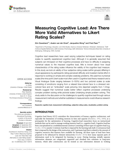 Pdf Measuring Cognitive Load Are There More Valid Alternatives To