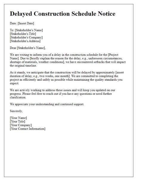 Letter Template For Construction Delay Notice Free Samples In Pdf Letterin