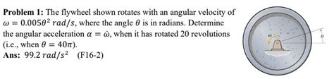 Solved Problem 1 The Flywheel Shown Rotates With An Angular Velocity