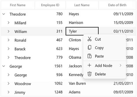 WinUI TreeGrid Control Multicolumn TreeView Syncfusion