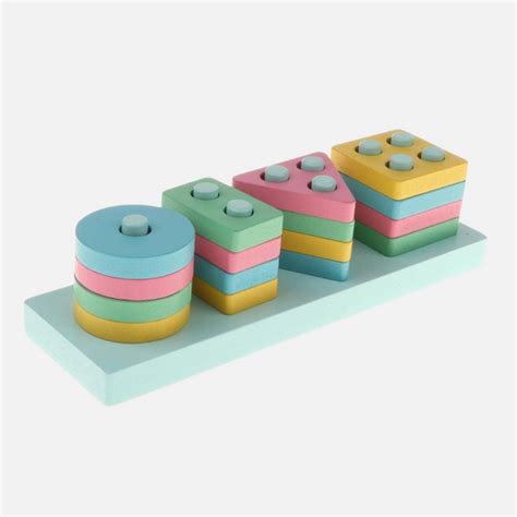 Rectangle Montessori Stacker Geometric Blocks Shape Erenjoy