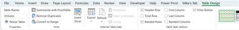 Exceltabledesigntab