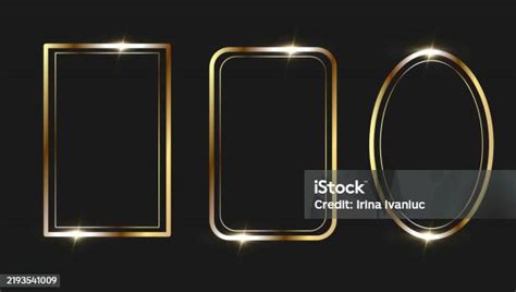 검은 배경에 황금 프레임 세트입니다 이미지 그림 엽서 또는 사진을 위한 빈 공간 3d 현실적인 현대 템플릿 벡터 일러스트 레이 션 3차원 형태에 대한 스톡 벡터 아트 및