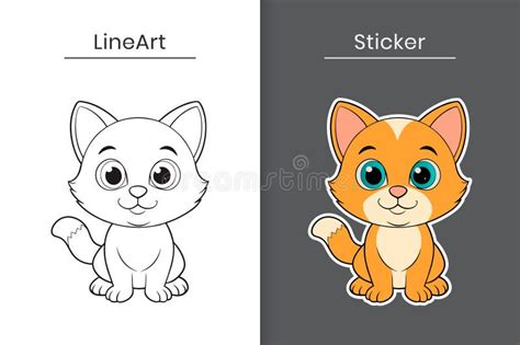 Un Lindo Contorno De Gatito Y Vector De Dibujos Animados De Pegatinas Ilustración Del Vector
